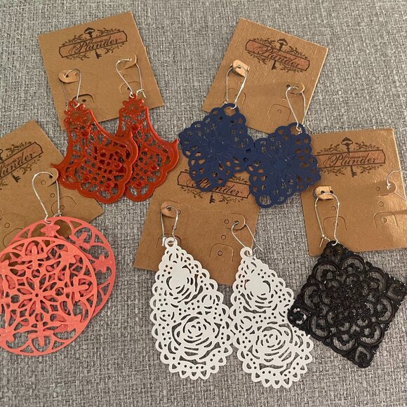 Plunder | Jewelry | 5 Pairs Filigree Earrings | Poshmark